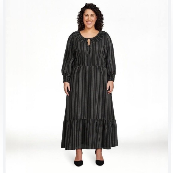 Terra & Sky | Dresses | Terra Sky Tiered Maxi Dress Neck Empire Waist ...